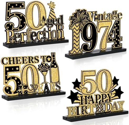 Amazon.com: 4 Pcs 60th Birthday Table Decorations Vintage 1964 Black ...