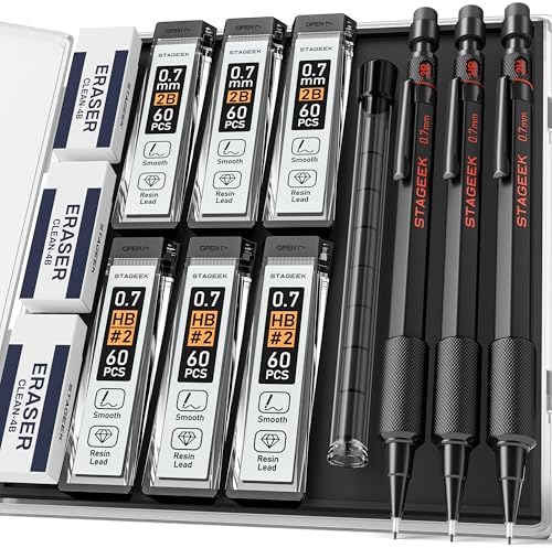 0.7mm Mechanical Pencil Set, 3PCS Metal Mechanical Pencils 0.7mm with 6 ...