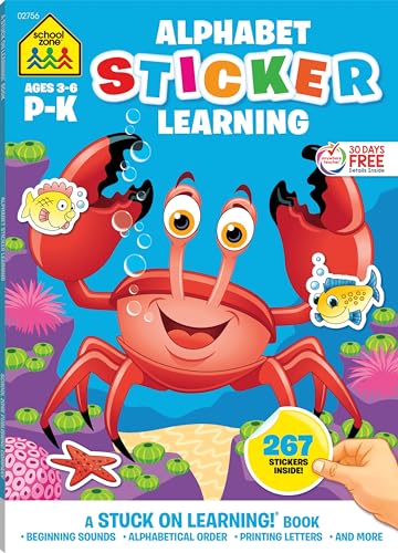 Snapklik.com : School Zone - Alphabet Stickers Workbook - 64 Pages ...