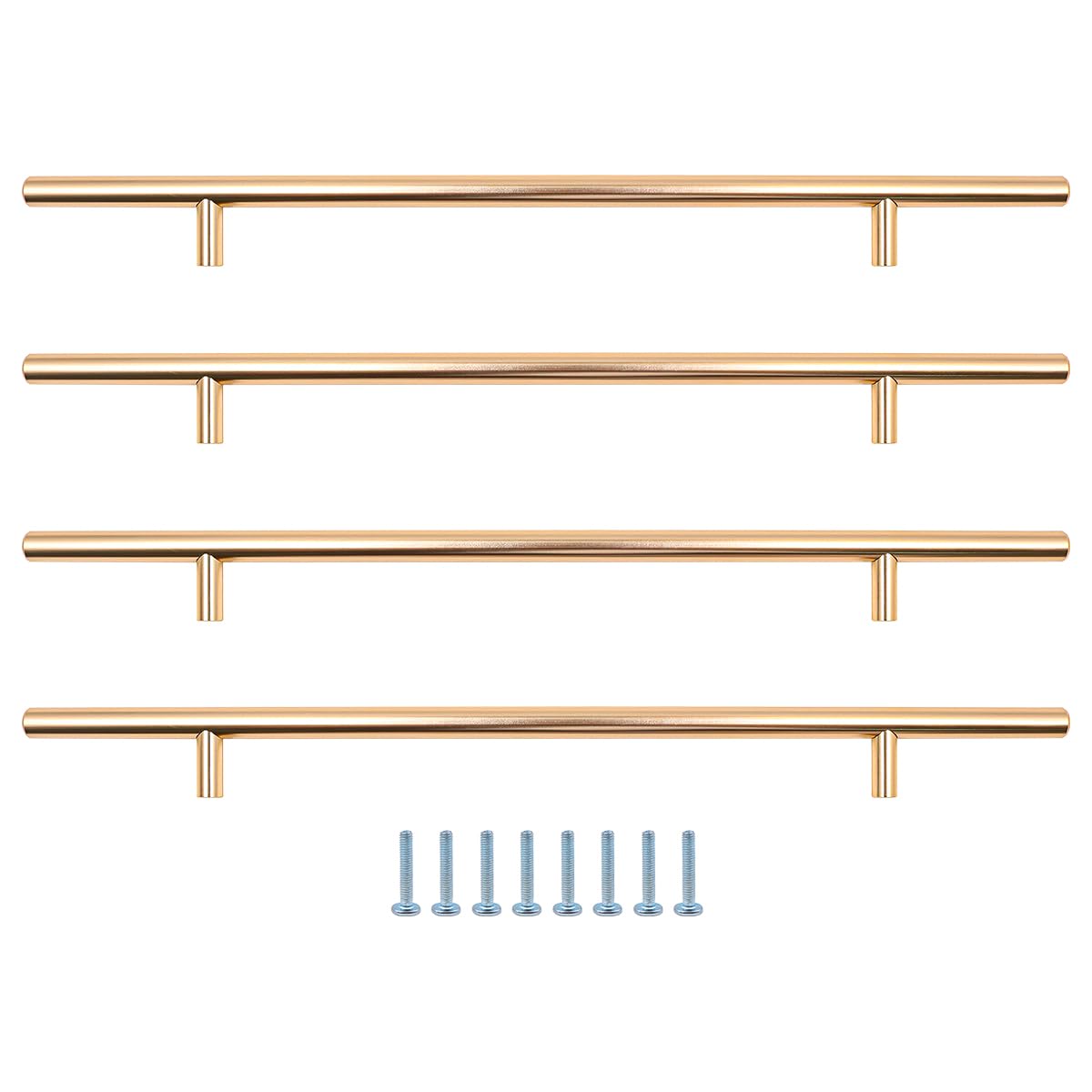 ZONADAH 4 Pack Gold Cupboard Handles 256mm Hole Center T Bar Handles ...