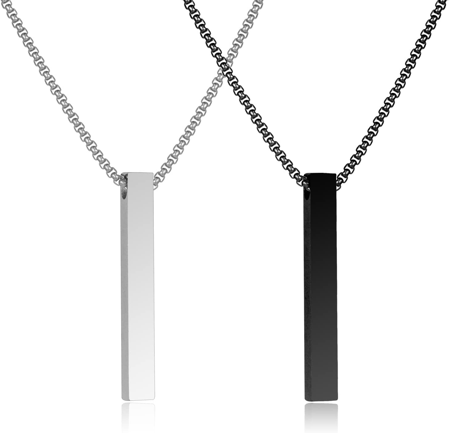 JKJF 2 Pcs Bar Pendant Necklace Vertical Cuboid Stick Pendant Chain ...