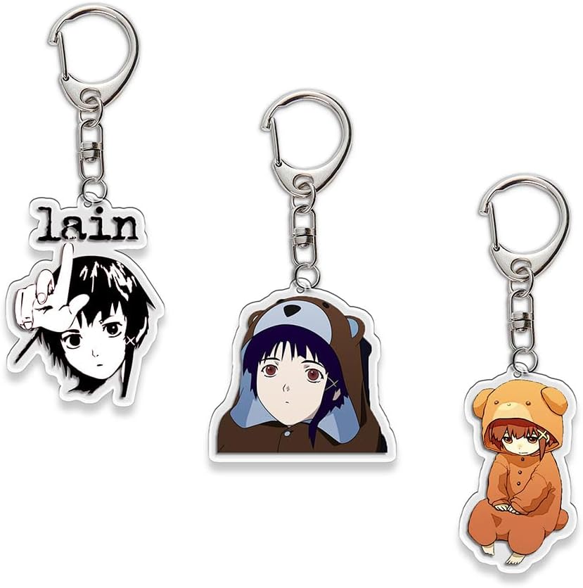 Amazon.com: 3Pcs Anime Serial Experiments Lain Merch Keychain Acrylic ...