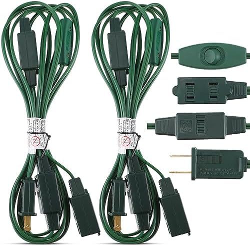 Kanayu 2 Pack Christmas Indoor Extension Cord Multiple Outlets Heavy ...