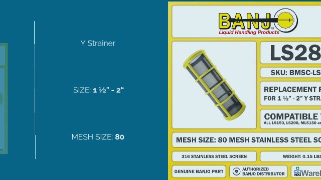 Y Strainer Filter Mesh Genuine Banjo LS250 Stainless Steel Screen - 50 ...