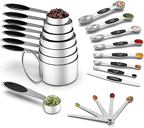 Amazon.com: Magnetic Measuring Cups and Spoons Set of 16 Stainless Stee ...