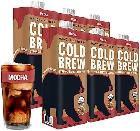 Amazon.com: Wandering Bear Organic Mocha Cold Brew Coffee, 32 fl oz, 6 ...