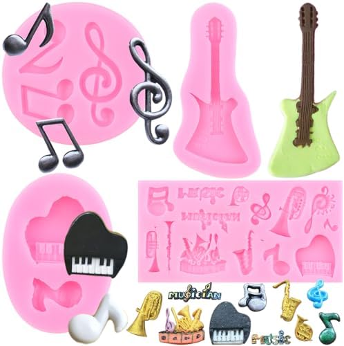 Amazon.com: 2-Pack Guitar and Musical Note Molds Set - Mold Music ...