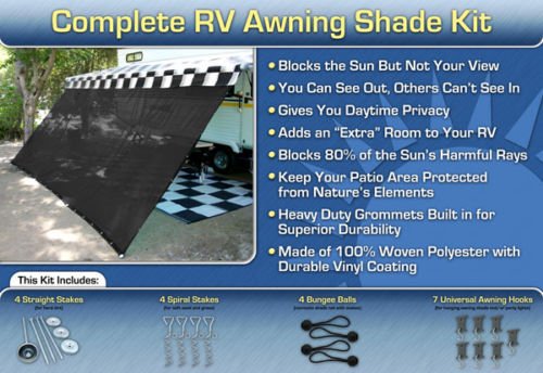 RV Awning Shade Kit RV Shade Complete Kit 8x18 (Black) at RVREE