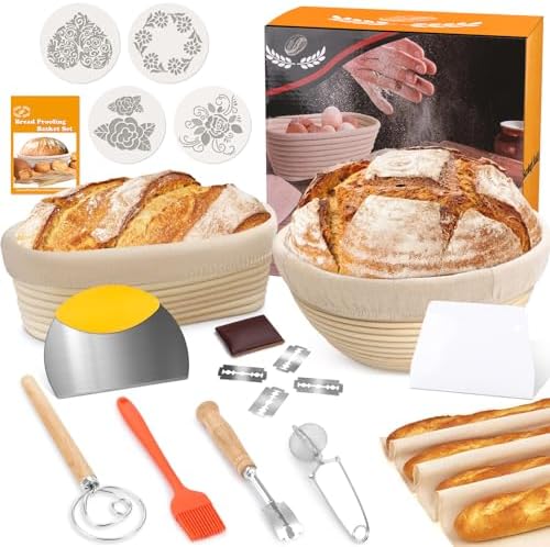 Amazon.com: Bread Proofing Basket Set of 2 | 10 Inch Oval & Round ...