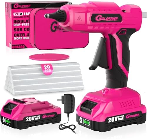 Amazon.com: WORKPRO Pink Cordless Hot Melt Glue Gun, 7.2V Rechargeable ...