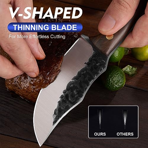 Topfeel 3PCS Viking Knife Set with Sheath Hand Forged Boning Knife ...