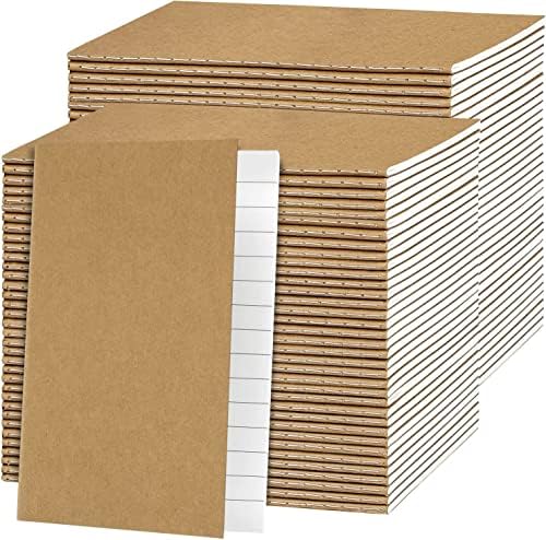 60 Pcs A6 Mini Pocket Brown Notebooks Kraft Notebook Journal Memo ...