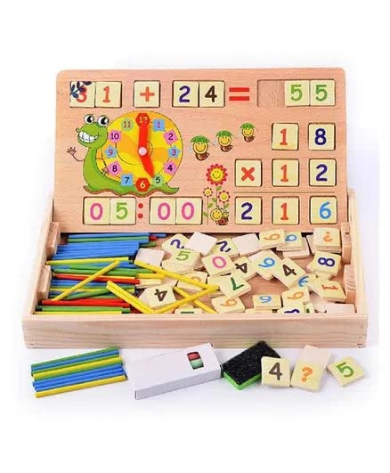 Wooden Multi Functional Learning Box - Beige & Multi Colour : Amazon.in ...