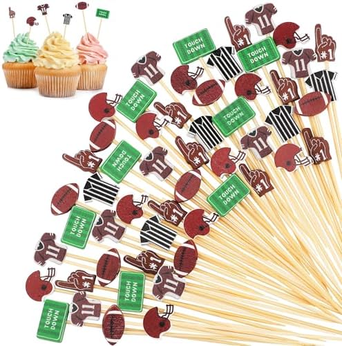 Amazon.com | Aodaer 200 Pieces Football Toothpicks 5.12 Inch Football ...