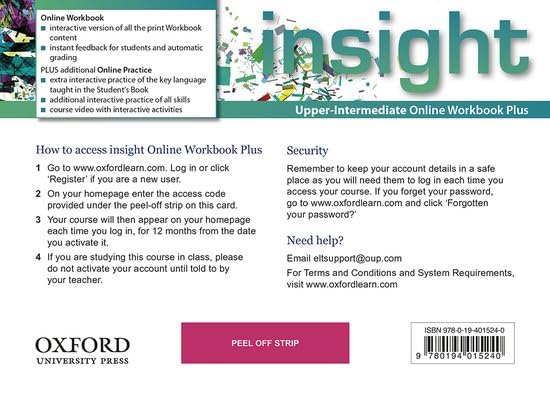insight: Upper-Intermediate: Online Workbook Plus - Access Code ...