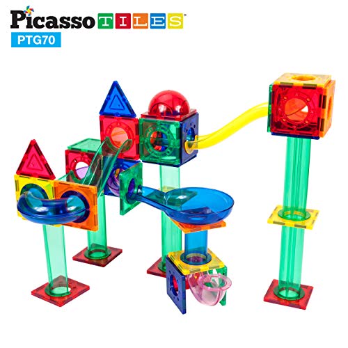 Snapklik.com : 70 PCs Marble Run Maze Race Track Magnetic Tiles Magnet ...
