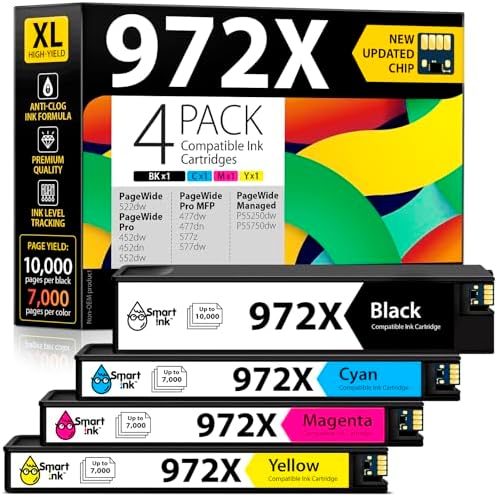 Smart Ink Compatible Ink Cartridge Replacement for HP 972X 972 (4 Pack ...
