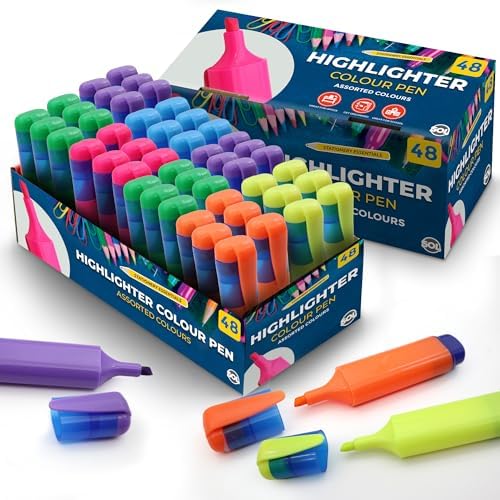48pk Bulk Highlighters Chisel Tip Marker Pen, Highlighter Pens ...