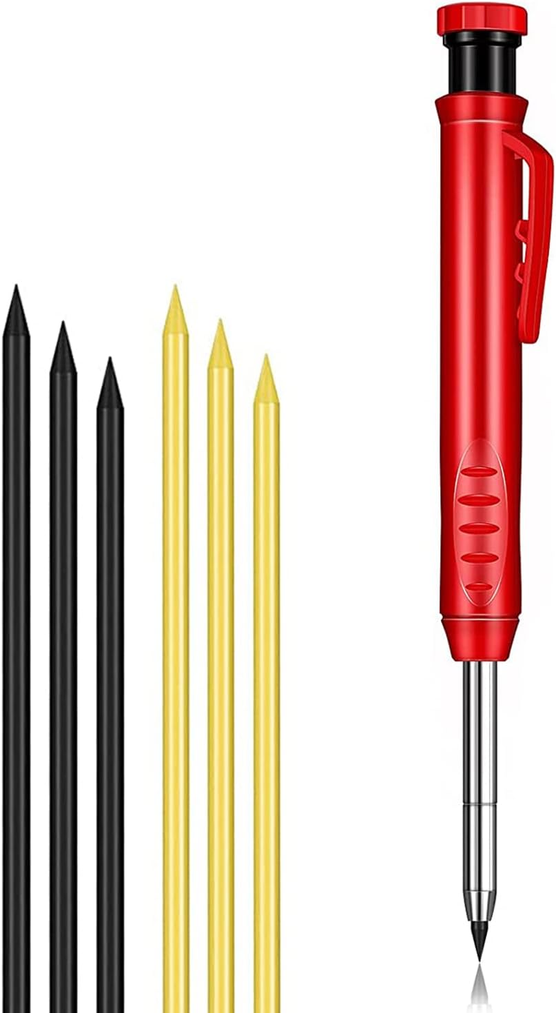 MaxAwe Solid Carpenter Pencil Set with Built-in Sharpener and 6x Marker ...