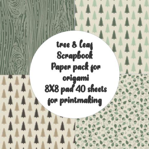 tree & leaf Scrapbook Paper pack for origami 8X8 pad 40 sheets for ...