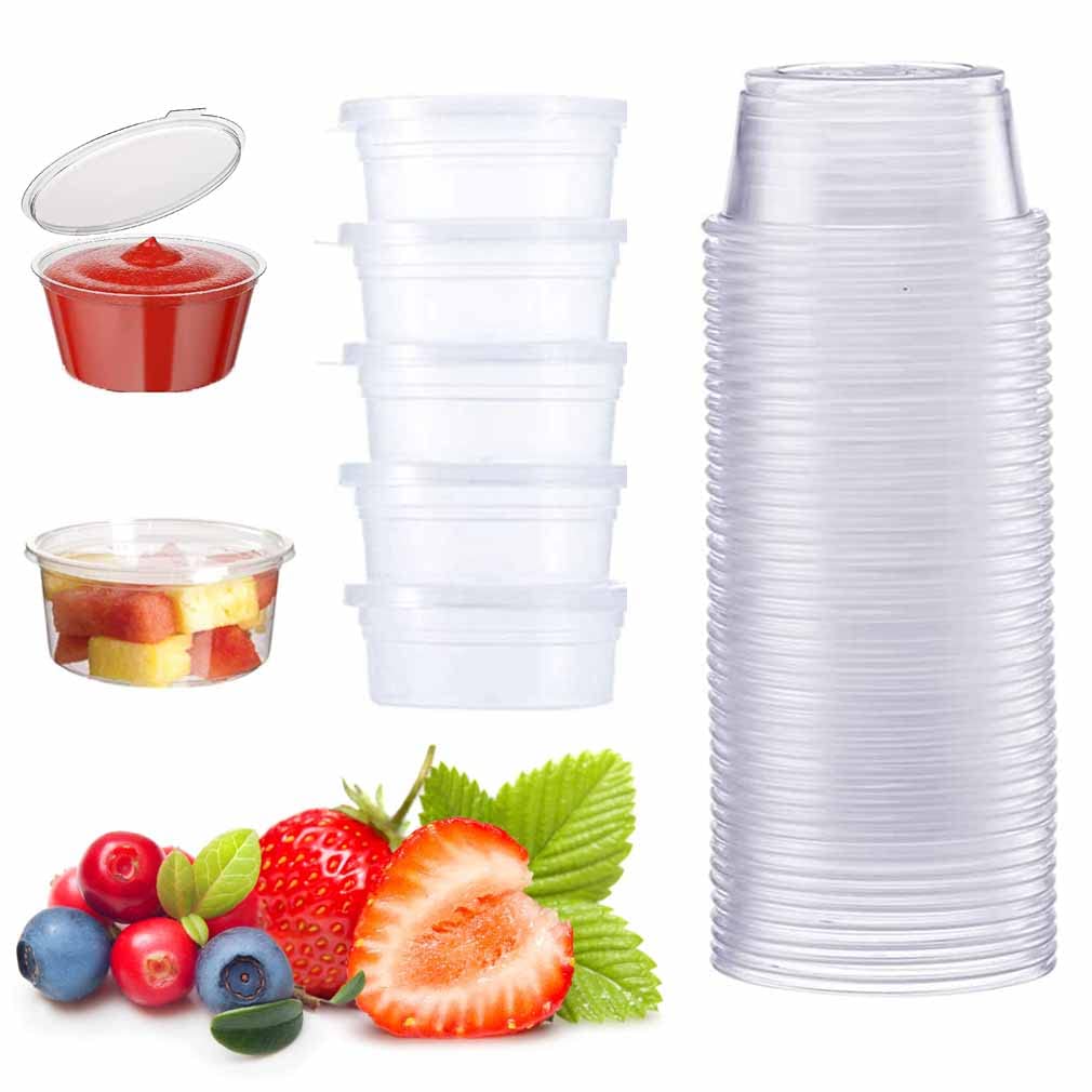 50Pcs Plastic Containers Round Food Container Pots with Lids BPA Free ...