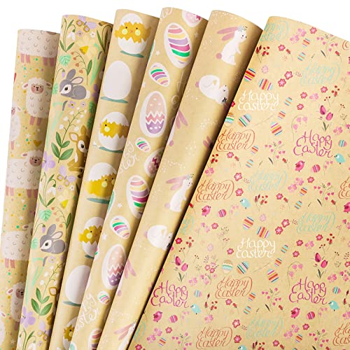 Snapklik.com : RUSPEPA Kraft Wrapping Paper Sheet - Colorful Easter Design