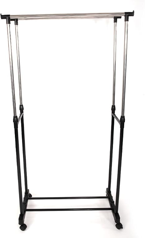 ADIBY Free Standing Clothes Rail Double Adjustable Height Garment ...