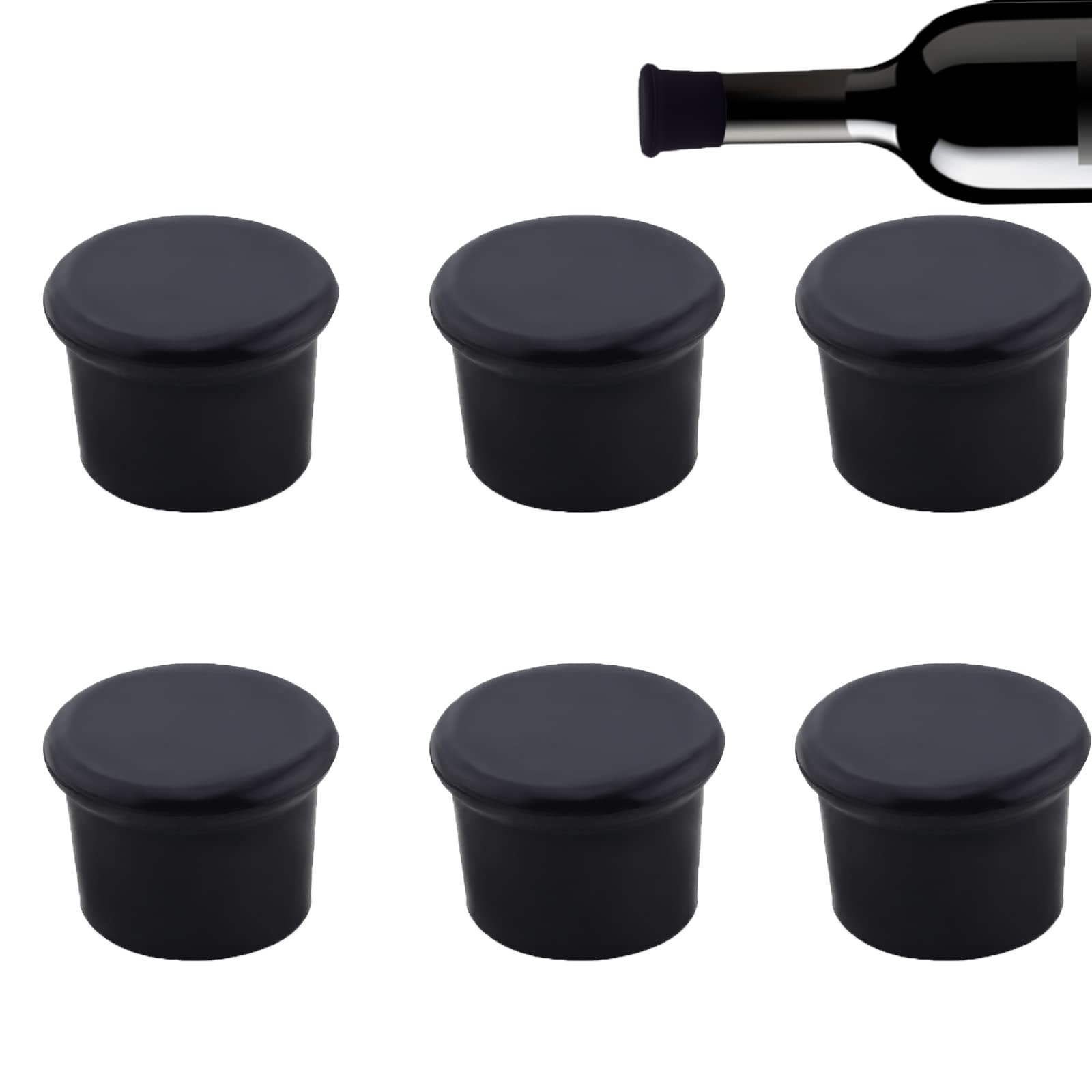 Silicone Corks 6 Pieces Wine Bottle Caps Reusable Corks for Wine ...