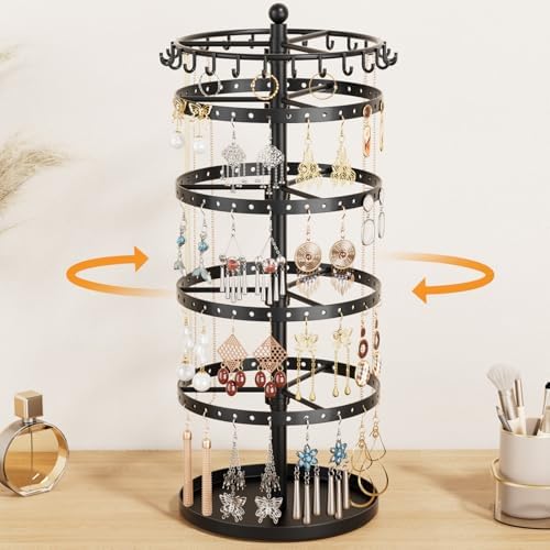 Amazon.com: PENGKE Earring Holder Organizer,360 Rotating Earring ...