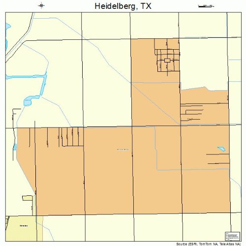 Large Street & Road Map of Heidelberg, Texas TX - Printed poster size ...