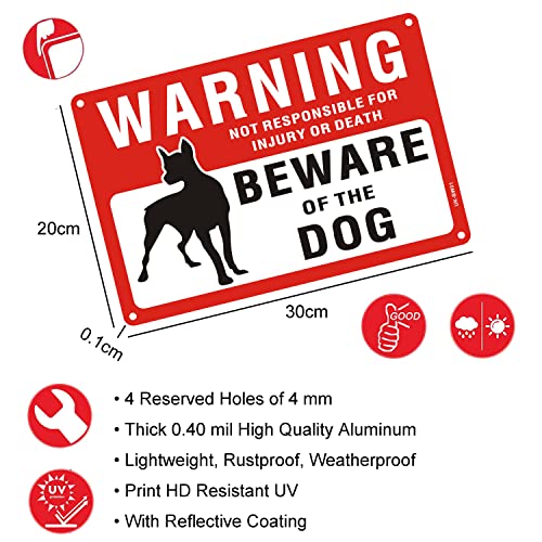 Beware of The Dog Sign Reflective Aluminum, Warning Dog Sign Metal ...