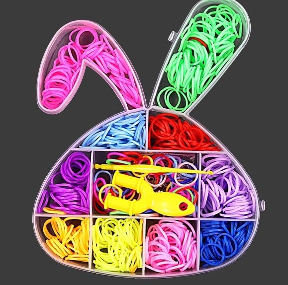 VINTAGER 10 Colored Loom Band Set with Rabbit Head Design Case ...