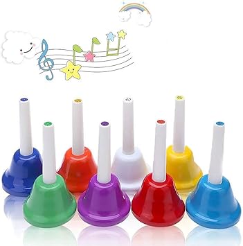 Amazon.com: Koogel Coloful Musical Hand Bell Set, 8 Note Diatonic Metal ...