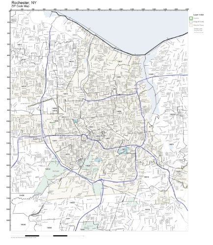 Amazon.com : ZIP Code Wall Map of Rochester, NY ZIP Code Map Laminated ...