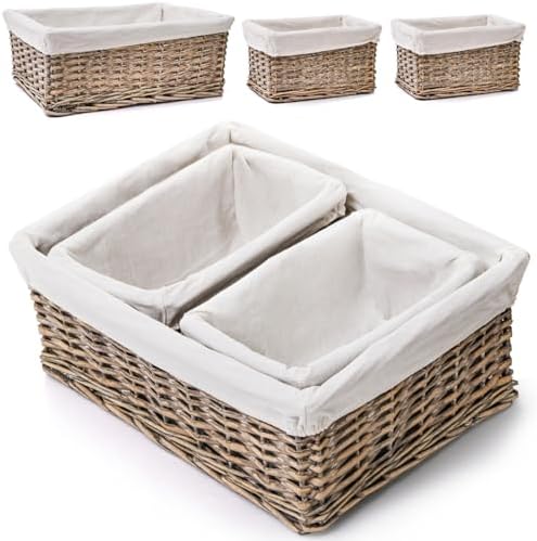 Amazon.com: Pumtus 3 Pack Nesting Wicker Basket Set, Handwoven Storage ...