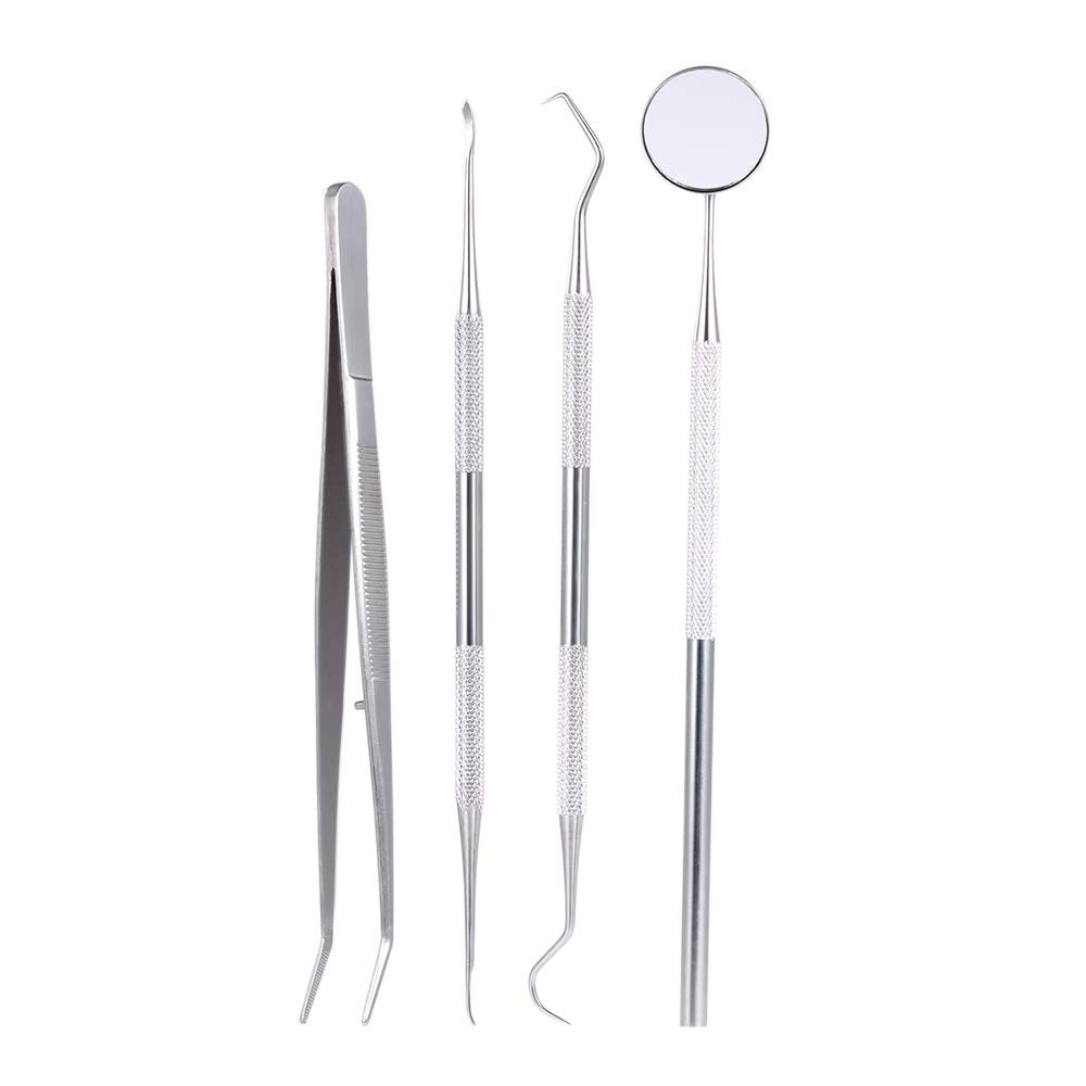 Generic 4Pcs Dental Instruments Mouth Mirror Probe Scraper Tweezers ...