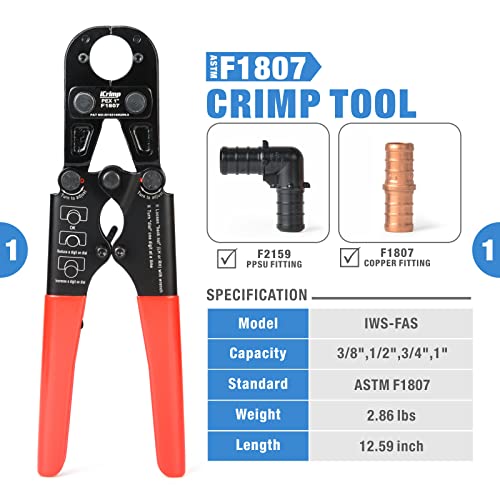 Buy iCrimp PEX Crimping Tool Kit for 3/8 inch, 1/2 inch, 3/4 inch, 1 ...
