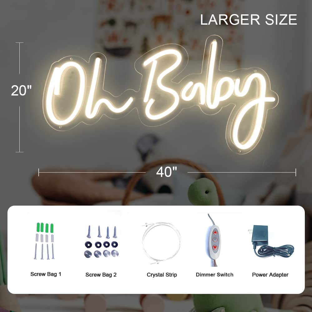 Oh Baby Large Neon Sign for Wall Decor, 40x20 inches Led Light Signs ...