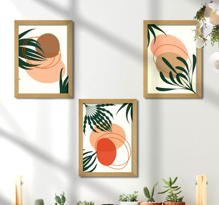 PRECISIO BOHO Set of 3 Modern Art Brown frame Bohemian Painting for ...