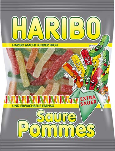 HARIBO Fruchtgummi, SAURE POMMES, Beutel, 24 x 100 g (2.400 g) : Amazon ...