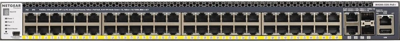 Amazon.com: NETGEAR M4300-52G-PoE+ 48 Port Switch GSM4352PA | L3 Managed Stackable | 2x10G ...