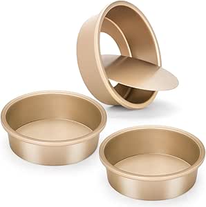 Cyimi 6 Inch Round Cake Pan Set of 3, Nonstick Coating Baking Round ...