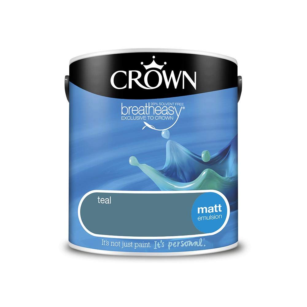 2.5L CROWN Standard Breatheasy Matt Emulsion Paint - Teal : Amazon.co ...