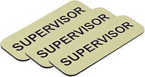 Supervisor 1 x 3" Name Tag, Brushed Gold (3 Pack) : Amazon.co.uk ...