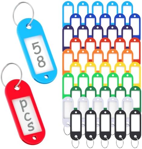 Amazon.com : ttstar 58 Pack Plastic Key Tags, Flexible Key Labels with ...