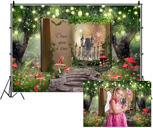 Amazon.com : Renaiss 7x5ft Enchanted Forest Backdrop Fairy Tale Books ...