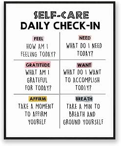 Amazon.com: Self Care Daily Check In Poster/Canvas, Positive ...
