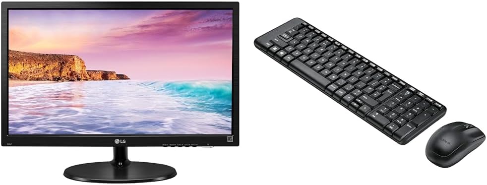 LG 19M38HB 19" Led HD, TN Panel with VGA Monitor + Logitech MK215 ...