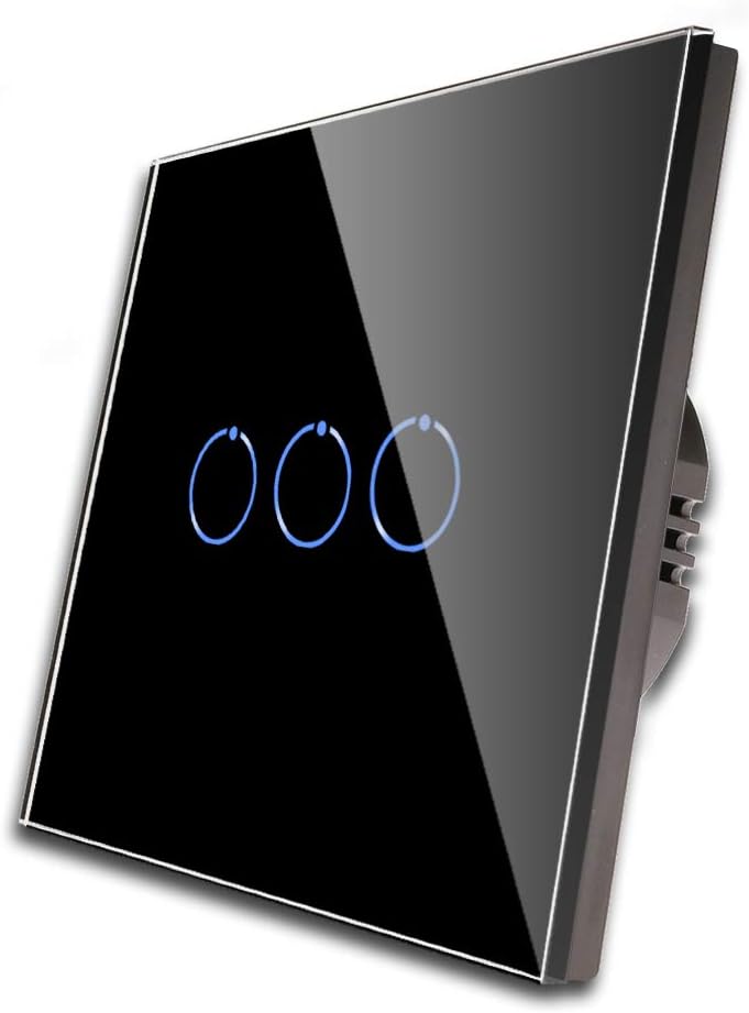CNBINGO Touch Light Switch, Black Triple Light Switch, Tempered Glass ...