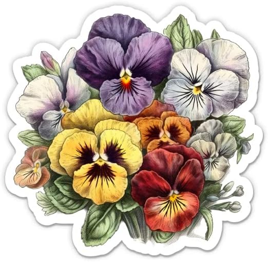 Amazon.com - Pansies Sticker - 3" Laptop Sticker - Waterproof Vinyl for ...